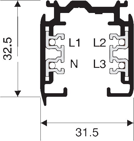 Nordic Global XTS 4400-2 3fase spanningsrail opbouw zwart 4m | First Li